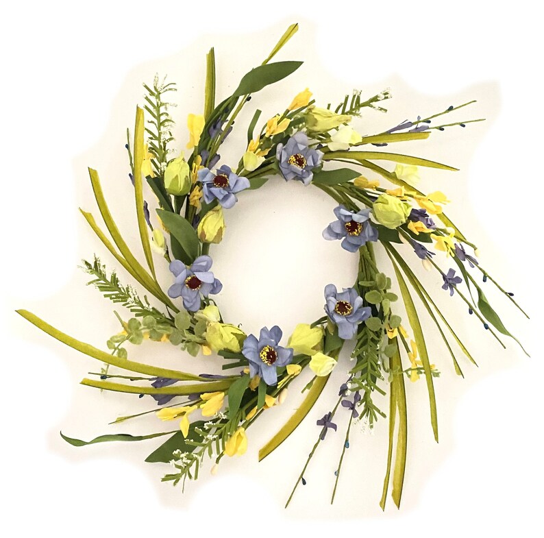 Spring Candle Ring Spring Wreath Spring Centerpiece Blue - Etsy