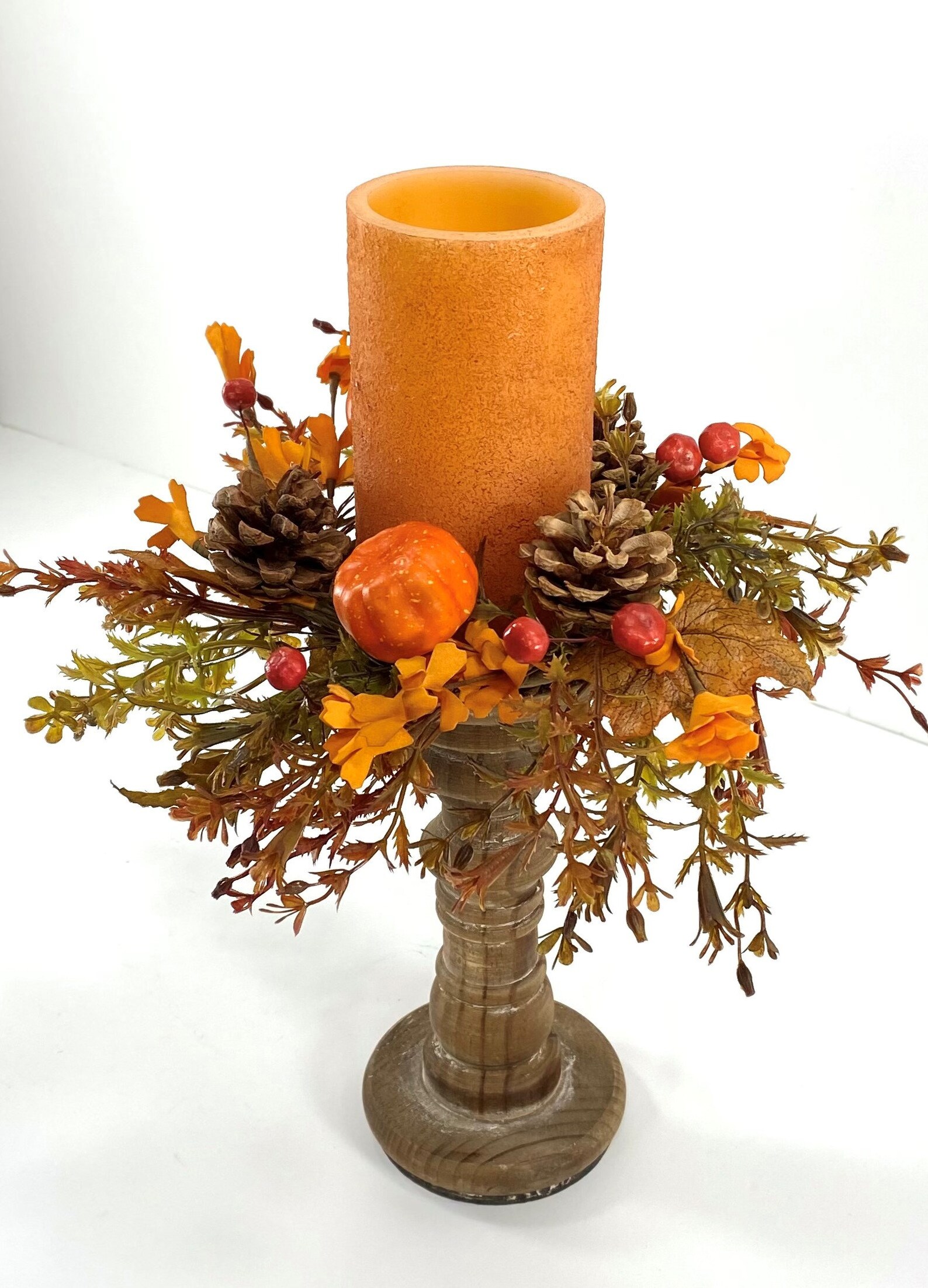 Small Fall Candle Ring Fall Pumpkin Wreath Pumpkin Candle | Etsy