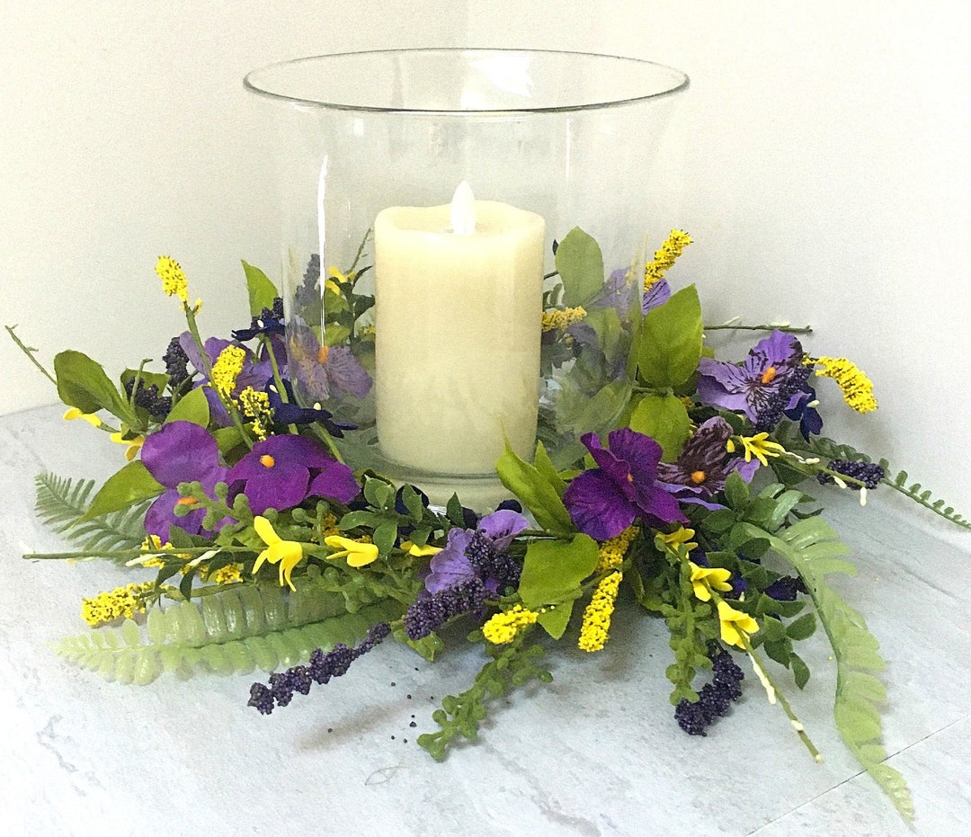 Spring Candle Ring Spring Wreath Pansy Candle Ring Pansy - Etsy