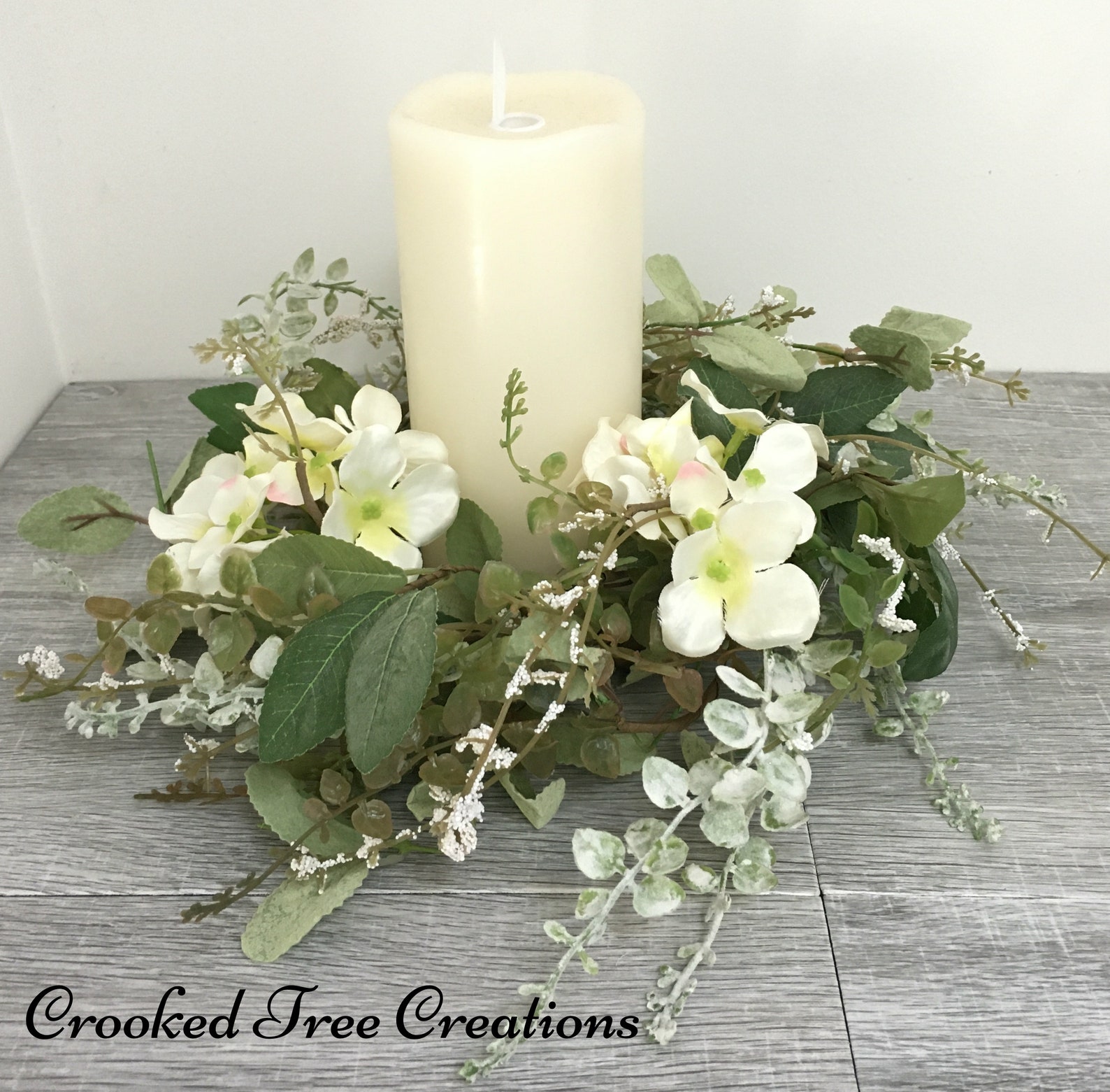 Sm Hydrangea Candle Ring Hydrangea Wreath White Hydrangeas | Etsy