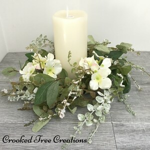 Sm Hydrangea Candle Ring Hydrangea Wreath White Hydrangeas | Etsy