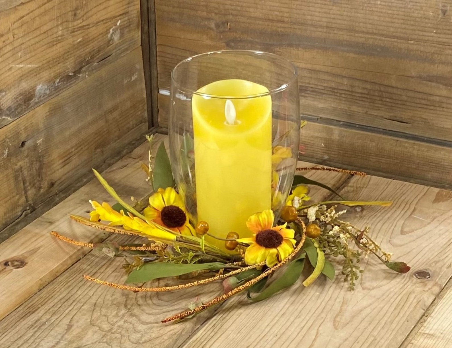 Small Fall Candle Ring Sunflower Candle Ring Fall Sunflower | Etsy