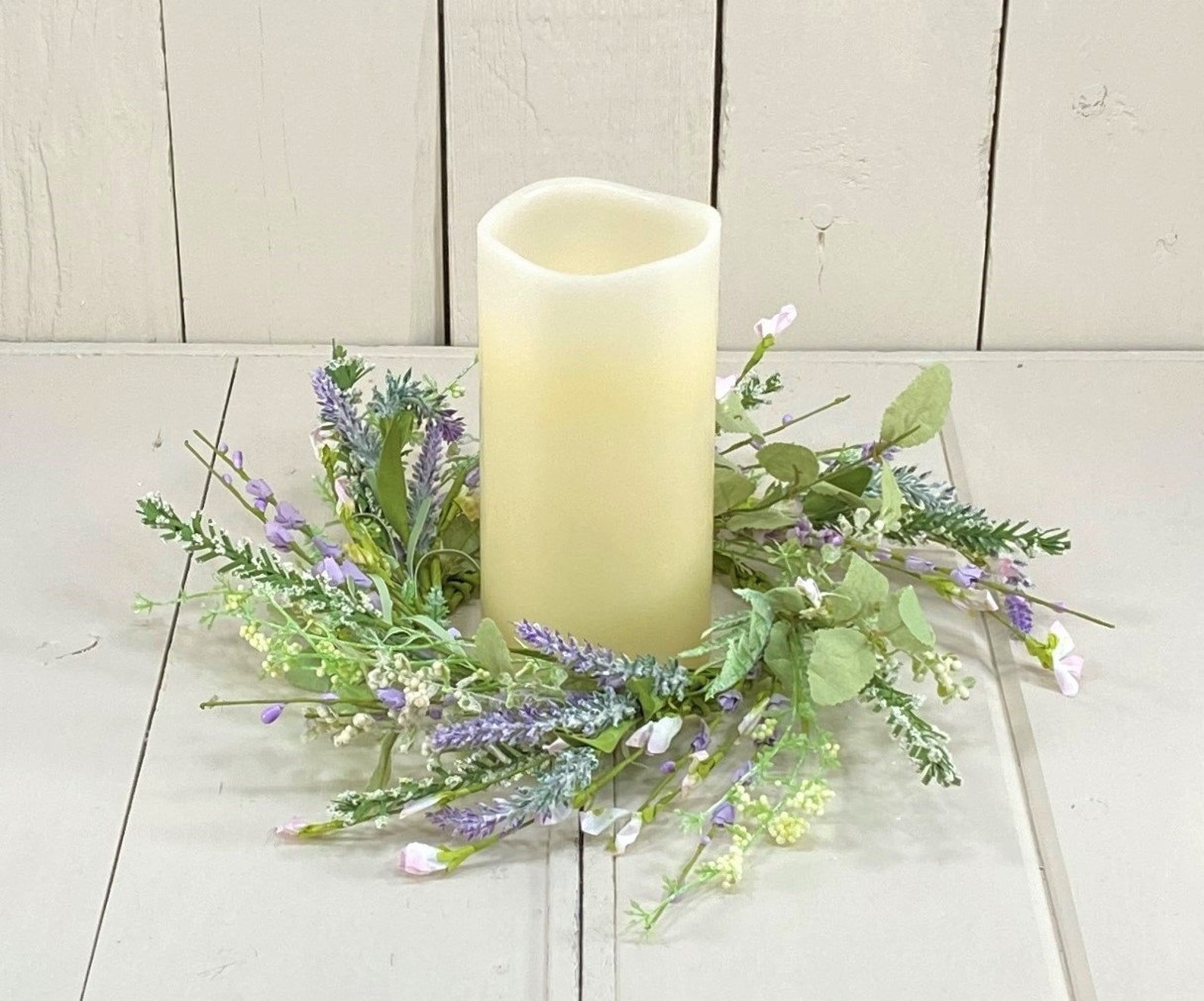 Spring Candle Ring Spring Wreath Spring Centerpiece Pastel - Etsy