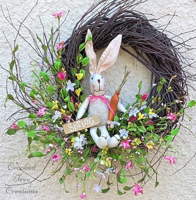Spring Wreath Easter Wreath Bunny Wreath Birch Wreath - Etsy