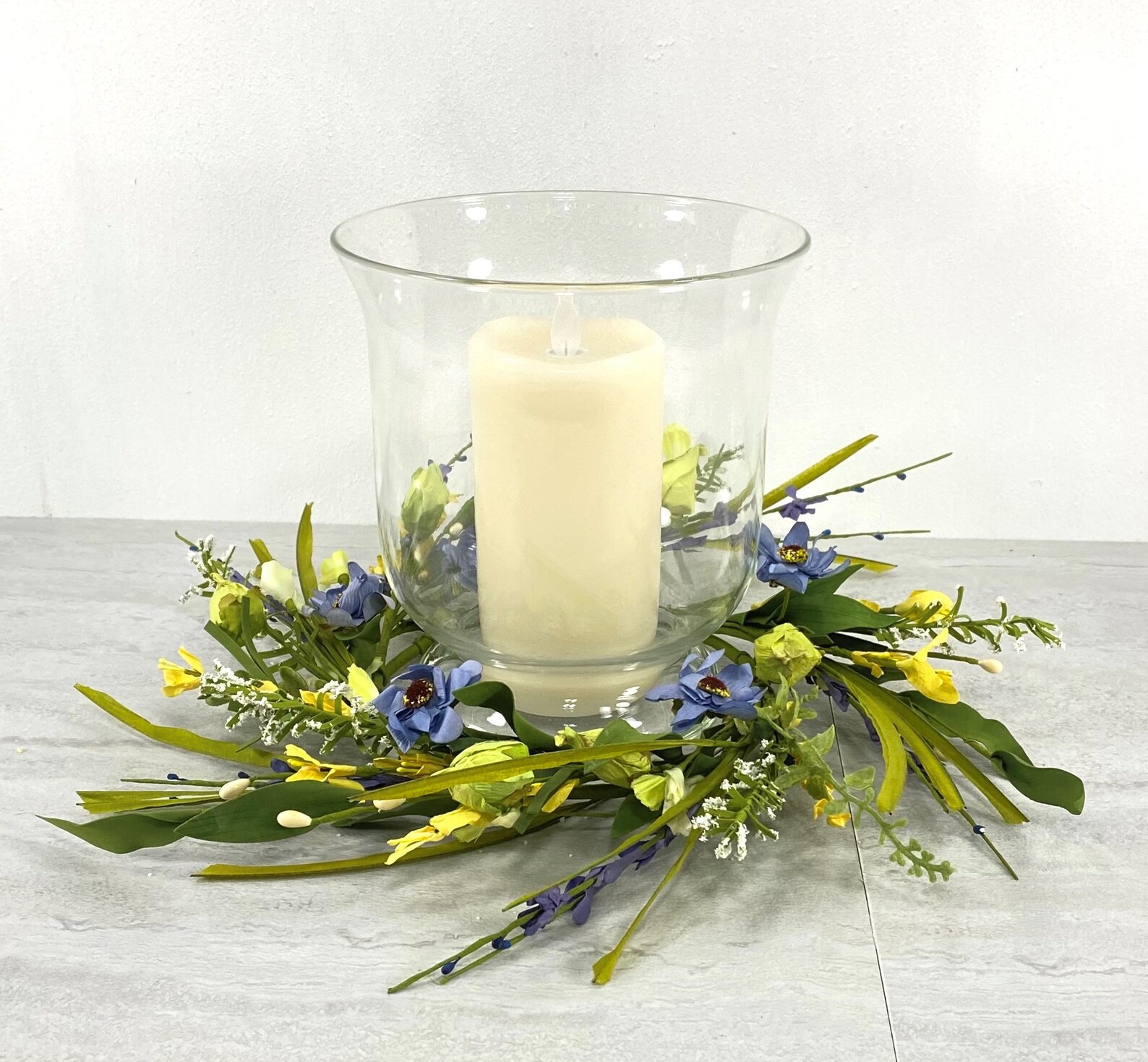 Spring Candle Ring Spring Wreath Spring Centerpiece Blue - Etsy