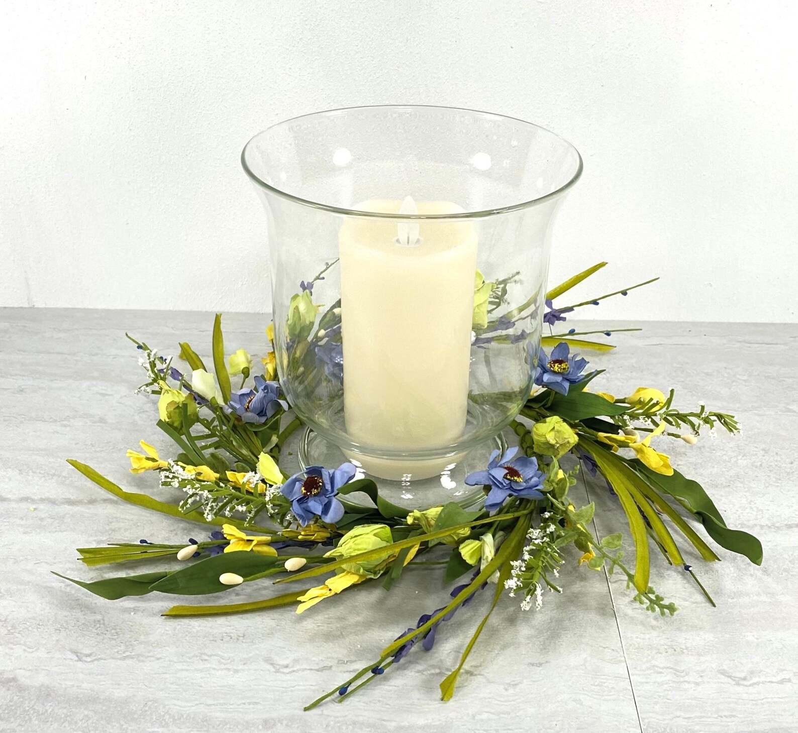 Spring Candle Ring Spring Wreath Spring Centerpiece Blue - Etsy