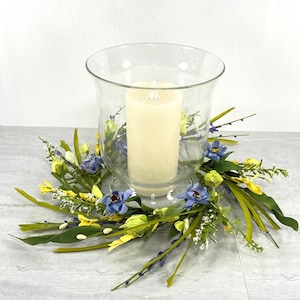 Spring Candle Ring Spring Wreath Spring Centerpiece Blue - Etsy