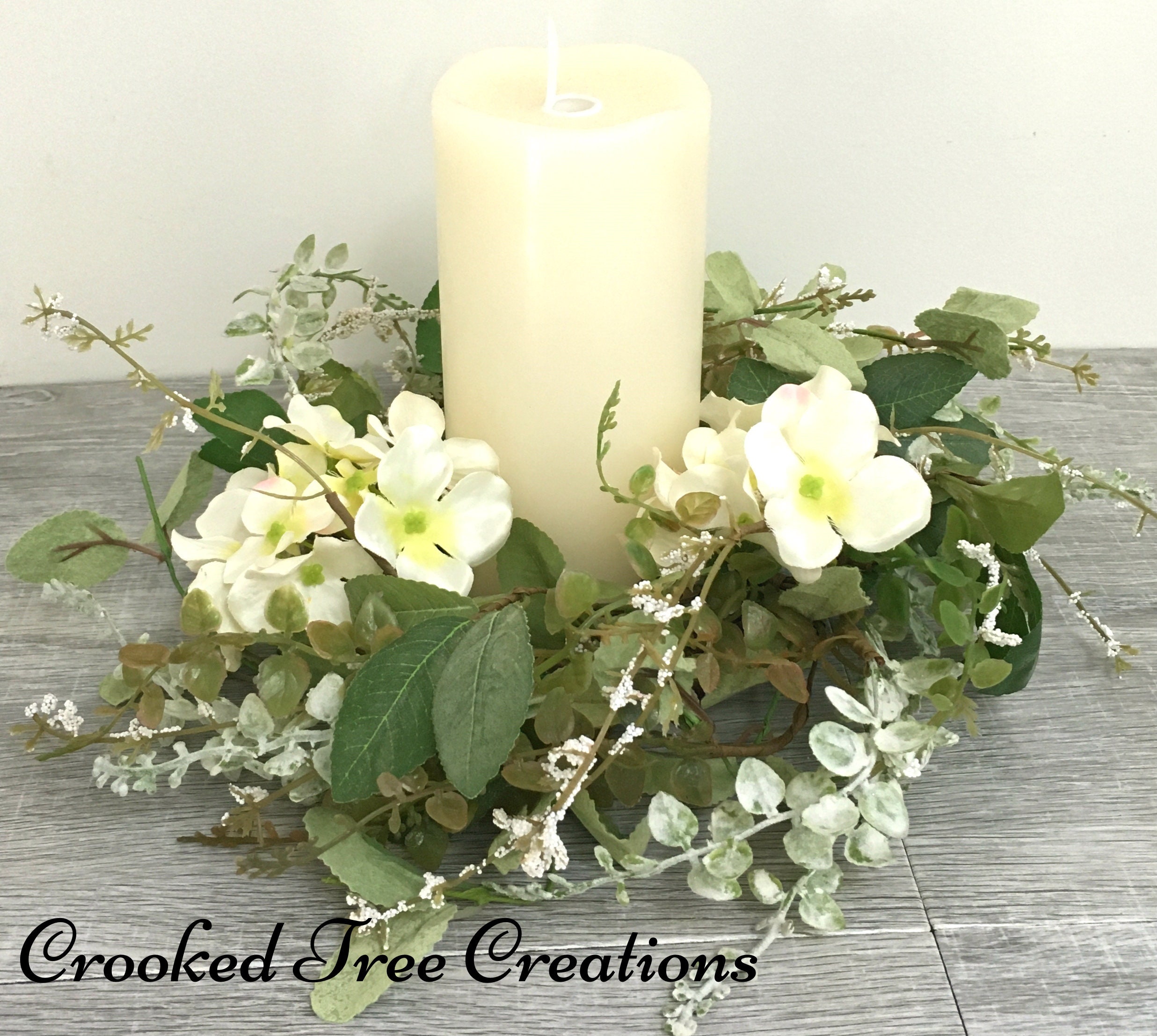 Sm Hydrangea Candle Ring Hydrangea Wreath White Hydrangeas | Etsy