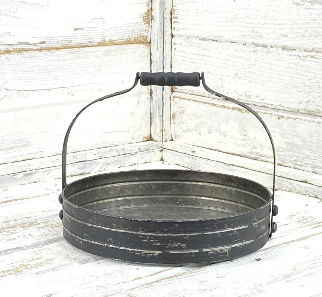 Black Distressed Tray, Round Tray, Black Farmhouse Tray, Farmhouse ...