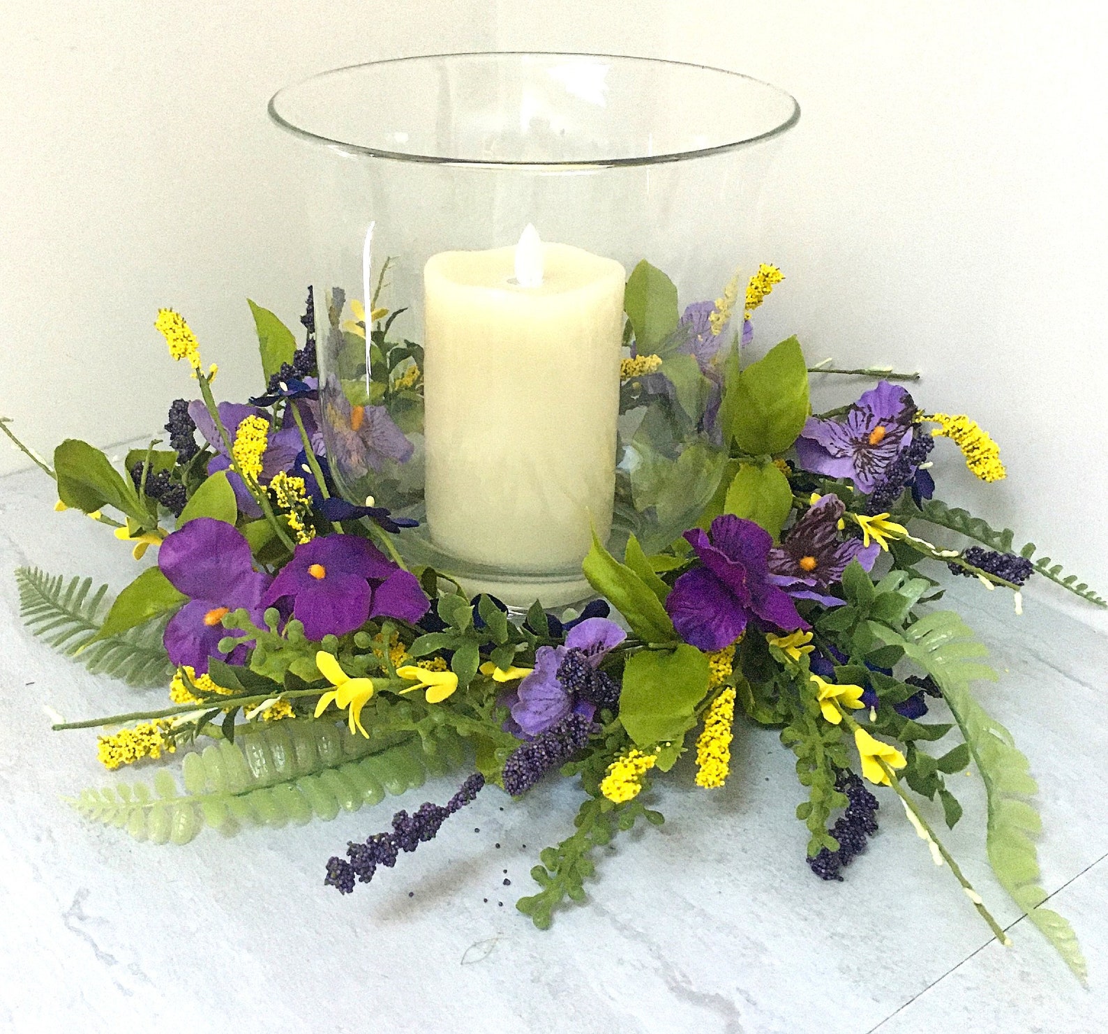 Spring Candle Ring Spring Wreath Pansy Candle Ring Pansy - Etsy