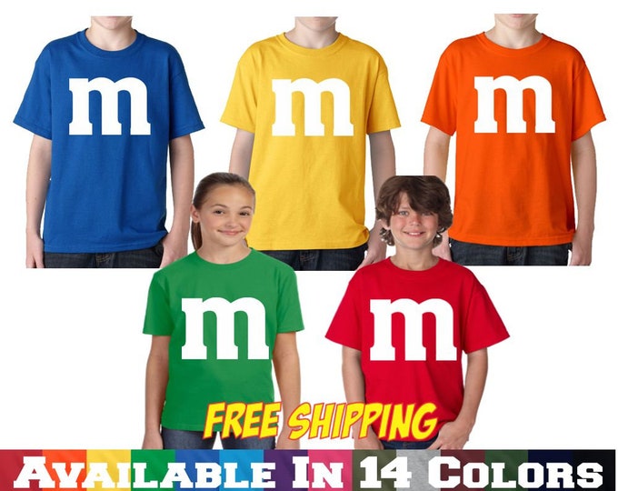 Letter M Halloween Team Costume Youth T-shirt Funny Halloween Cosplay ...
