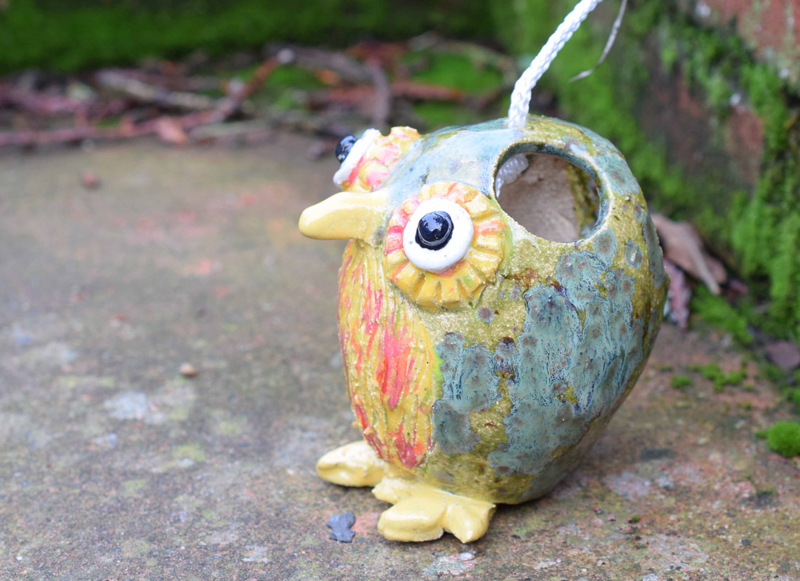 Small Owl Bird Feeder for Sunflower Seeds/ Suet Sticks/ - Etsy UK