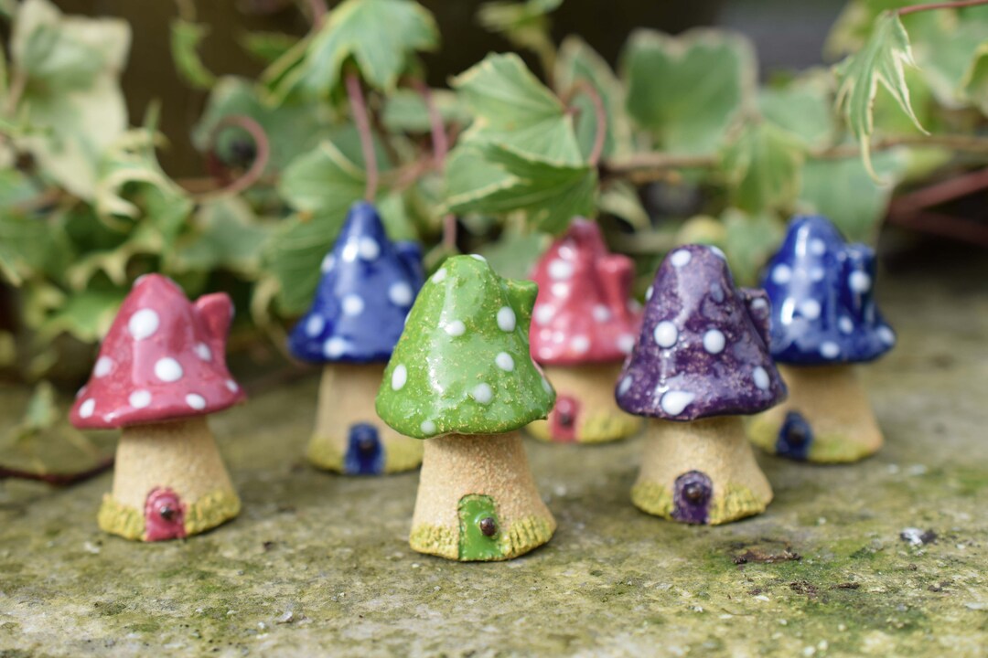 Mini Ceramic Mushroom Houses for Planter, Fairy Garden, Terrarium ...