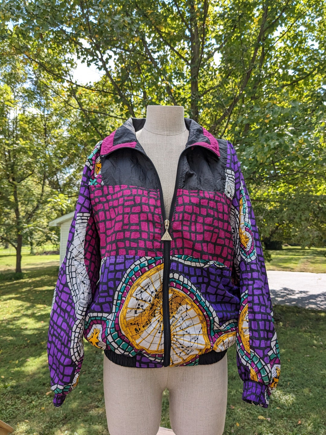 Vintage 90s Celestial Windbreaker Jacket by Casual Isle - Etsy