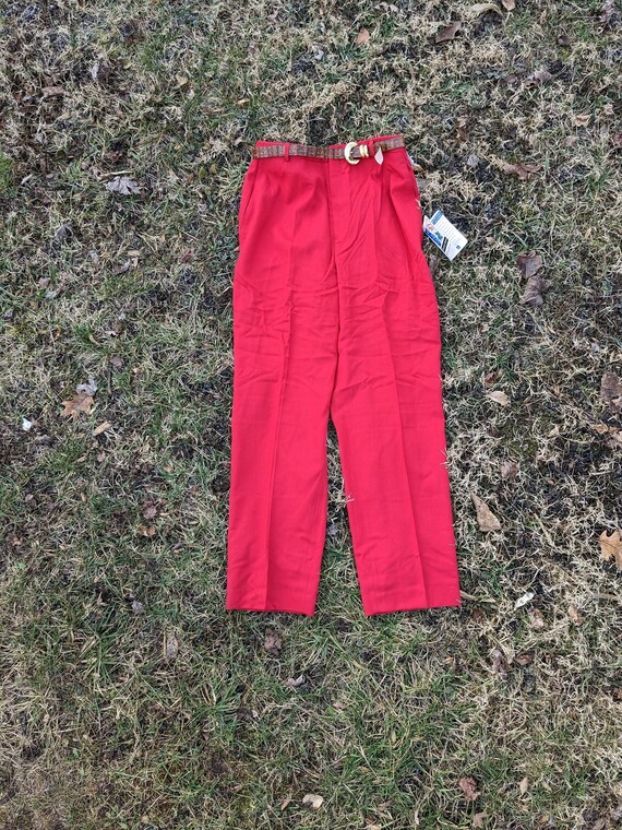 Vintage Deadstock Red High Rise Belted Pants by Refle… - Gem