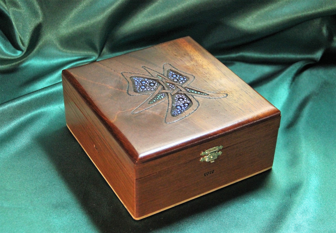 Wooden Keepsake Box, Re-purposed Cigar Box, Pyrography + Carving ...