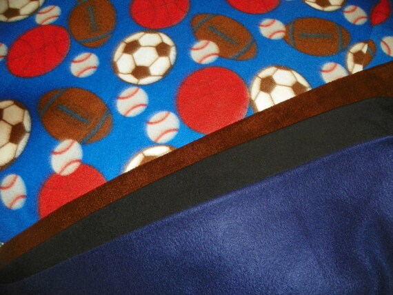 Sports Fleece Blanket for a Boy Choose From Navy Brown or - Etsy