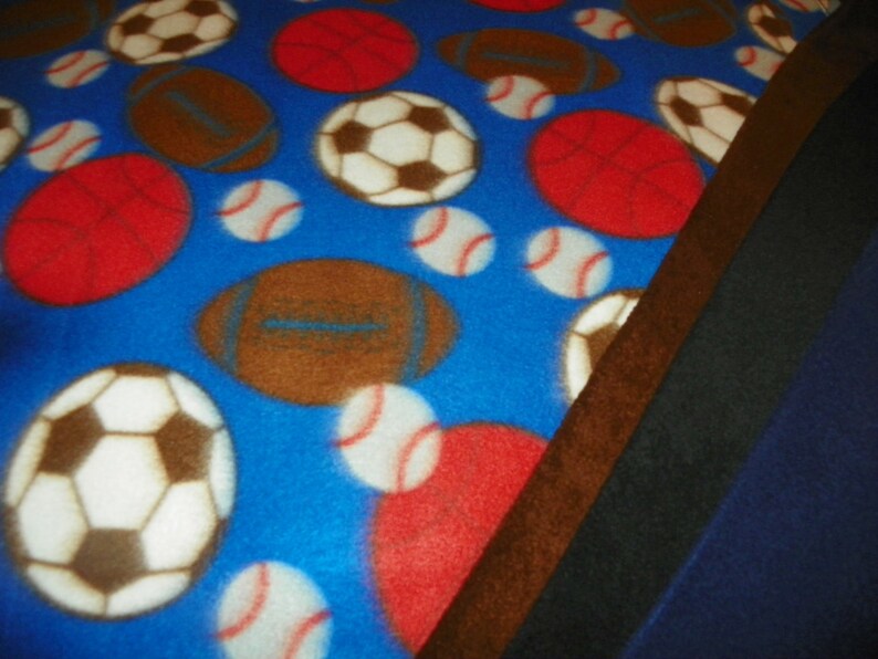Sports Fleece Blanket for a Boy Choose From Navy Brown or Black Backing ...