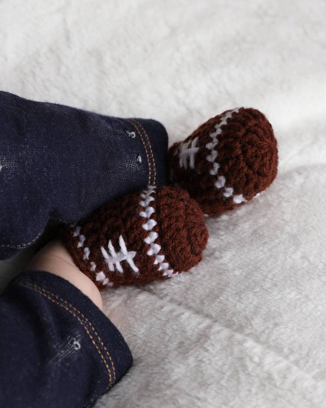 Football Slippers, Football Booties, Baby Crochet Football Shoes, Baby ...