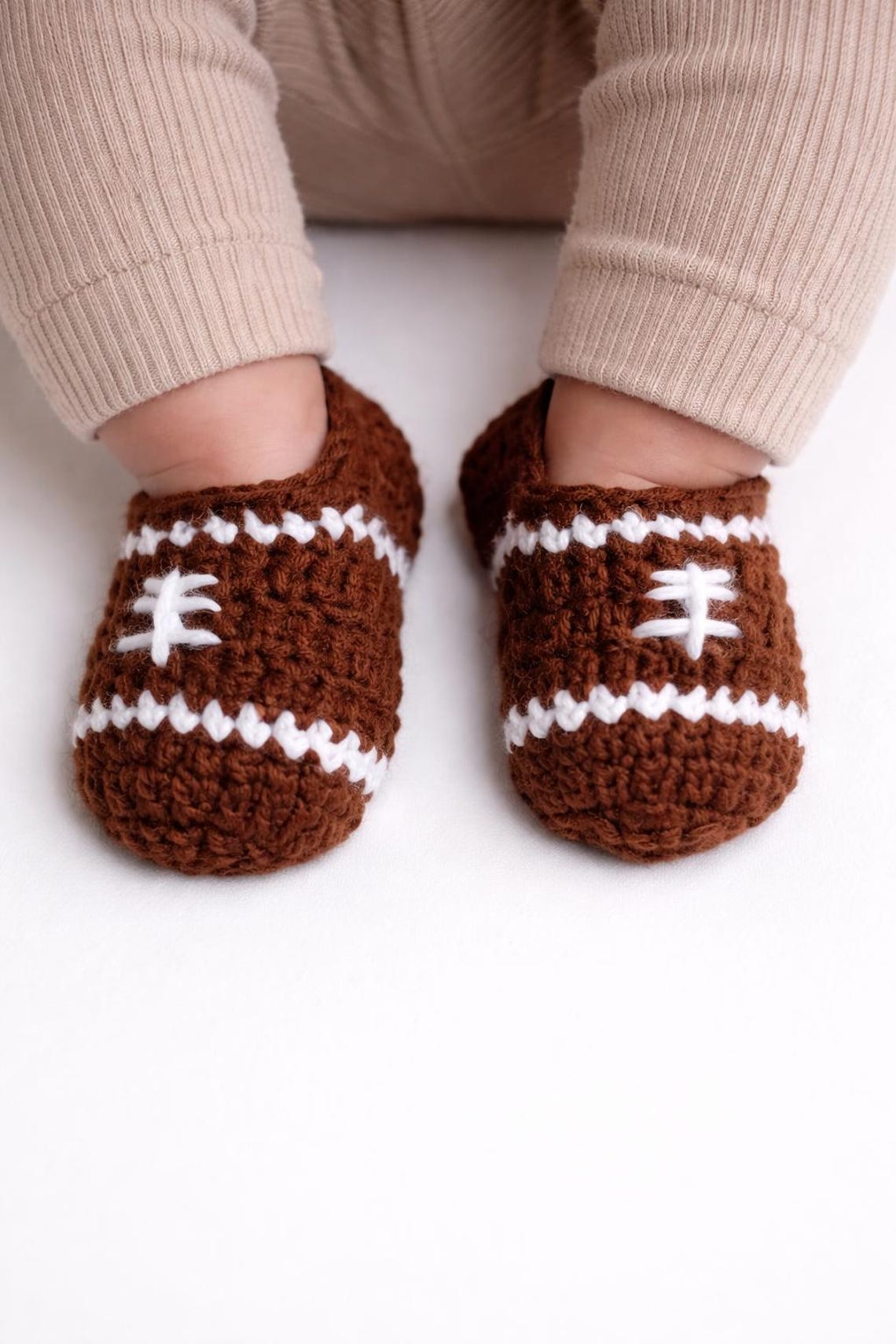Crochet Football Baby Slippers, Acrylic Crochet Booties - Etsy