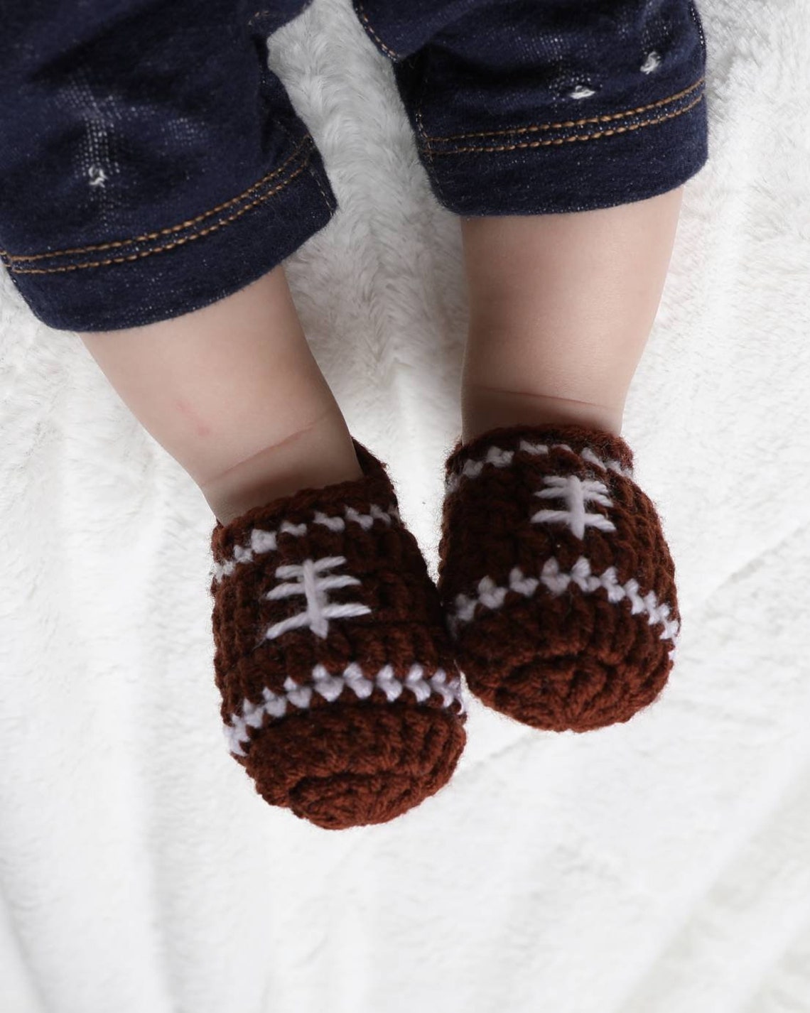 Football Slippers, Football Booties, Baby Crochet Football Shoes, Baby ...
