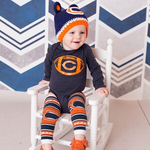 Crochet Chicago Bears Baby Beanie, Football Hat, Bear Ears - Etsy