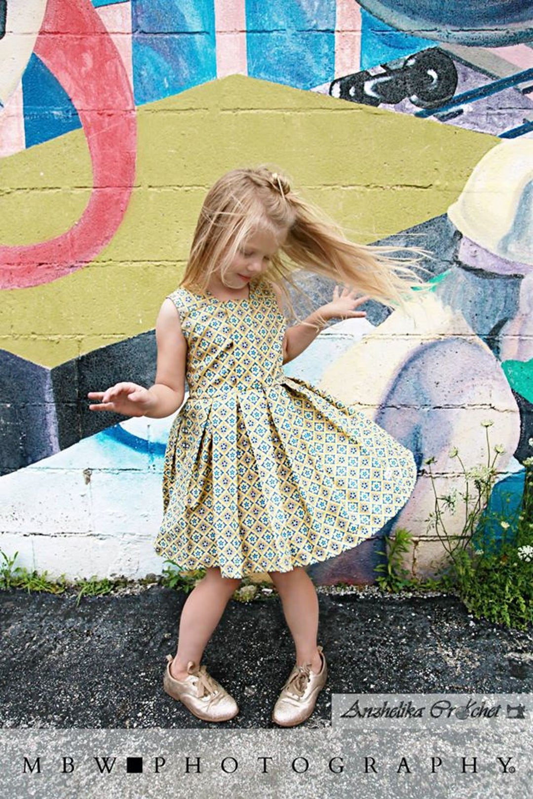 Metallic Gold Dress, Geometric Girl Dress, Girls Special Occassion ...