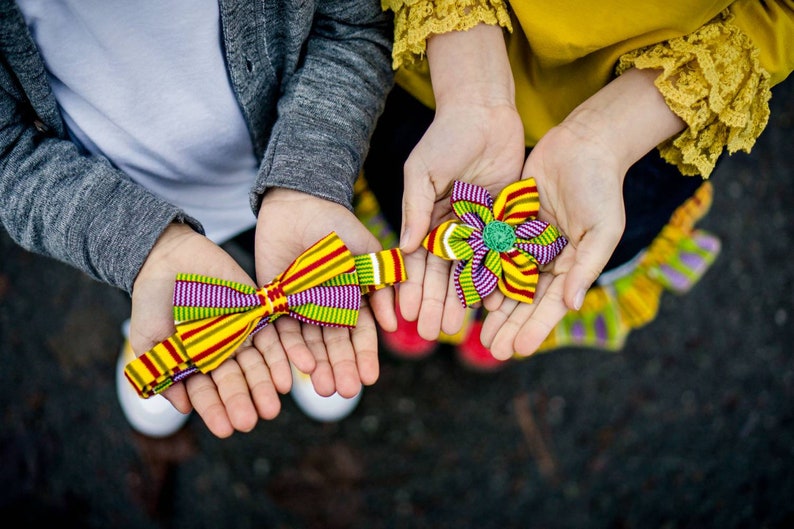 Kente Flower Hair Clip, Yellow Ankara Barrette, Crochet Detail - Etsy
