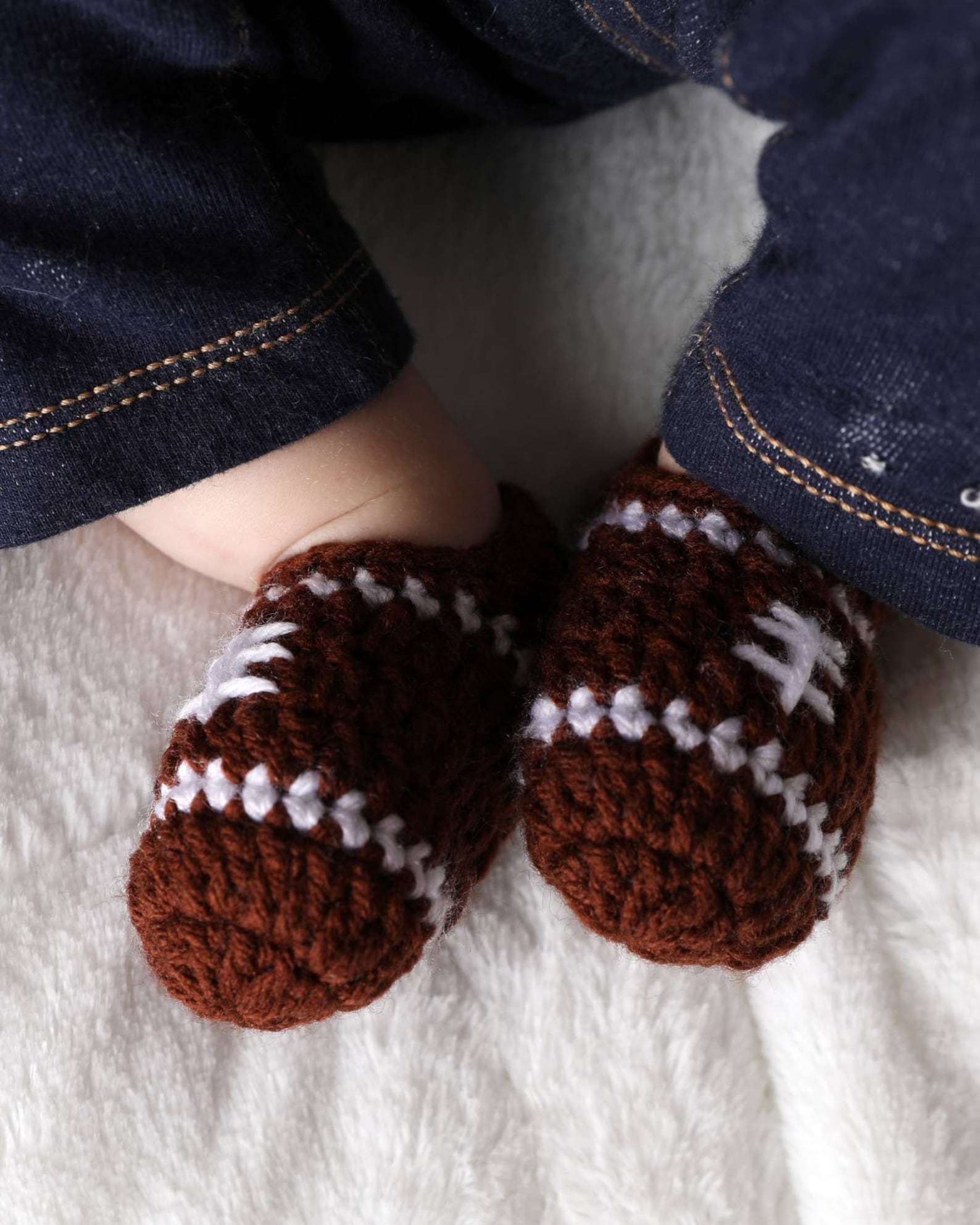 Crochet Football Baby Slippers, Acrylic Crochet Booties - Etsy UK
