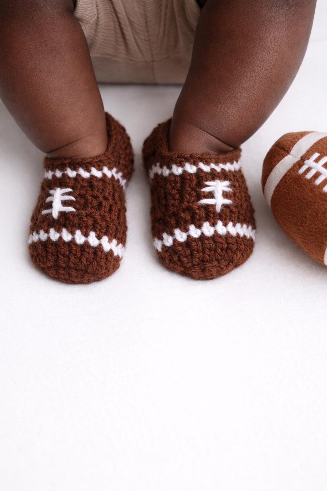 Crochet Football Baby Slippers, Acrylic Crochet Booties - Etsy
