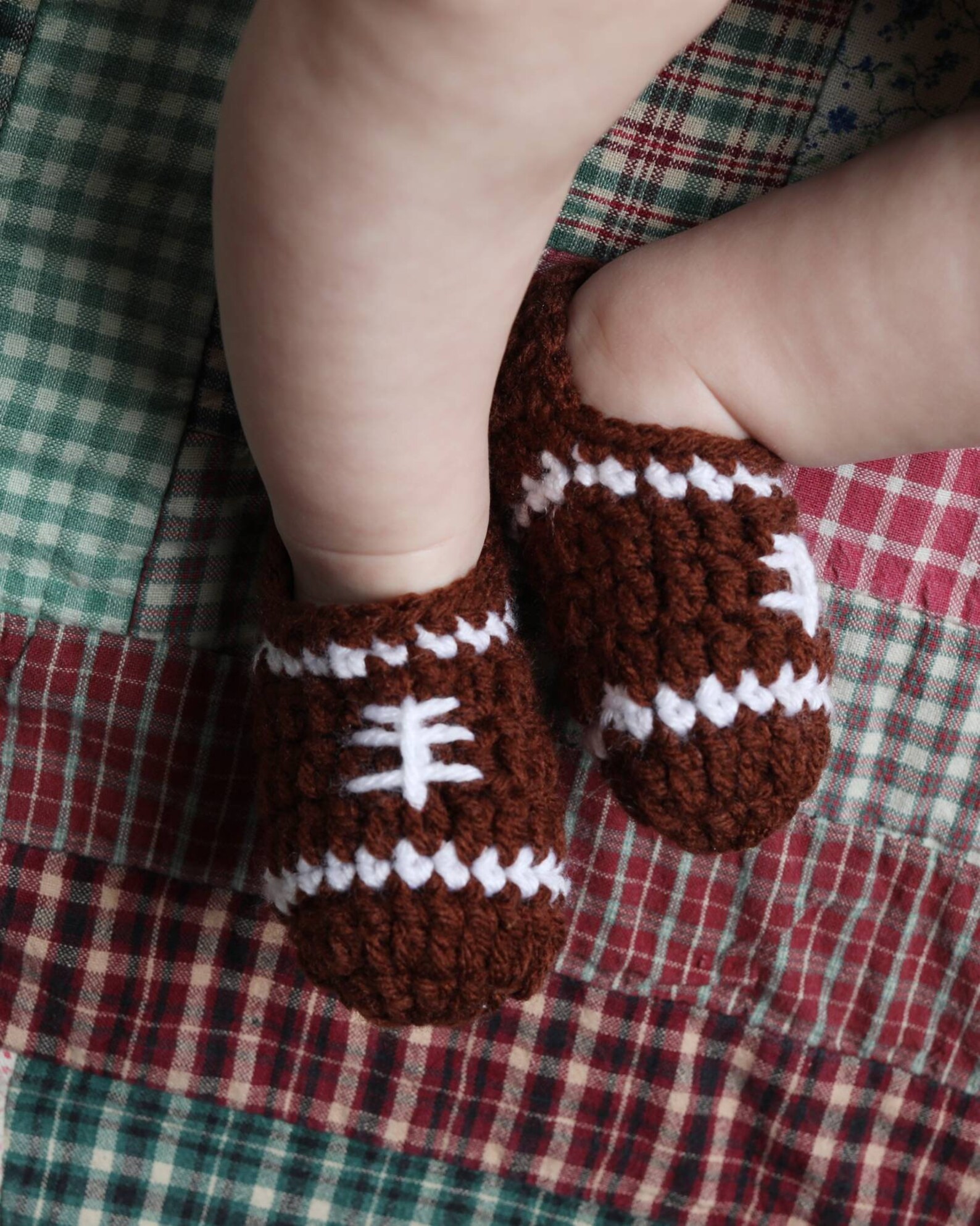 Crochet Football Baby Slippers, Acrylic Crochet Booties - Etsy UK