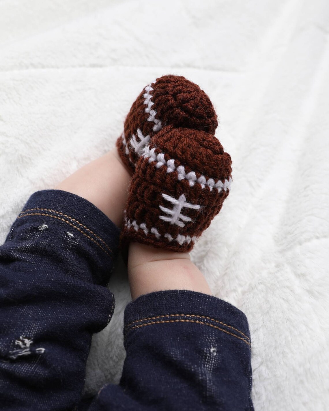 Crochet Football Baby Slippers, Acrylic Crochet Booties - Etsy UK