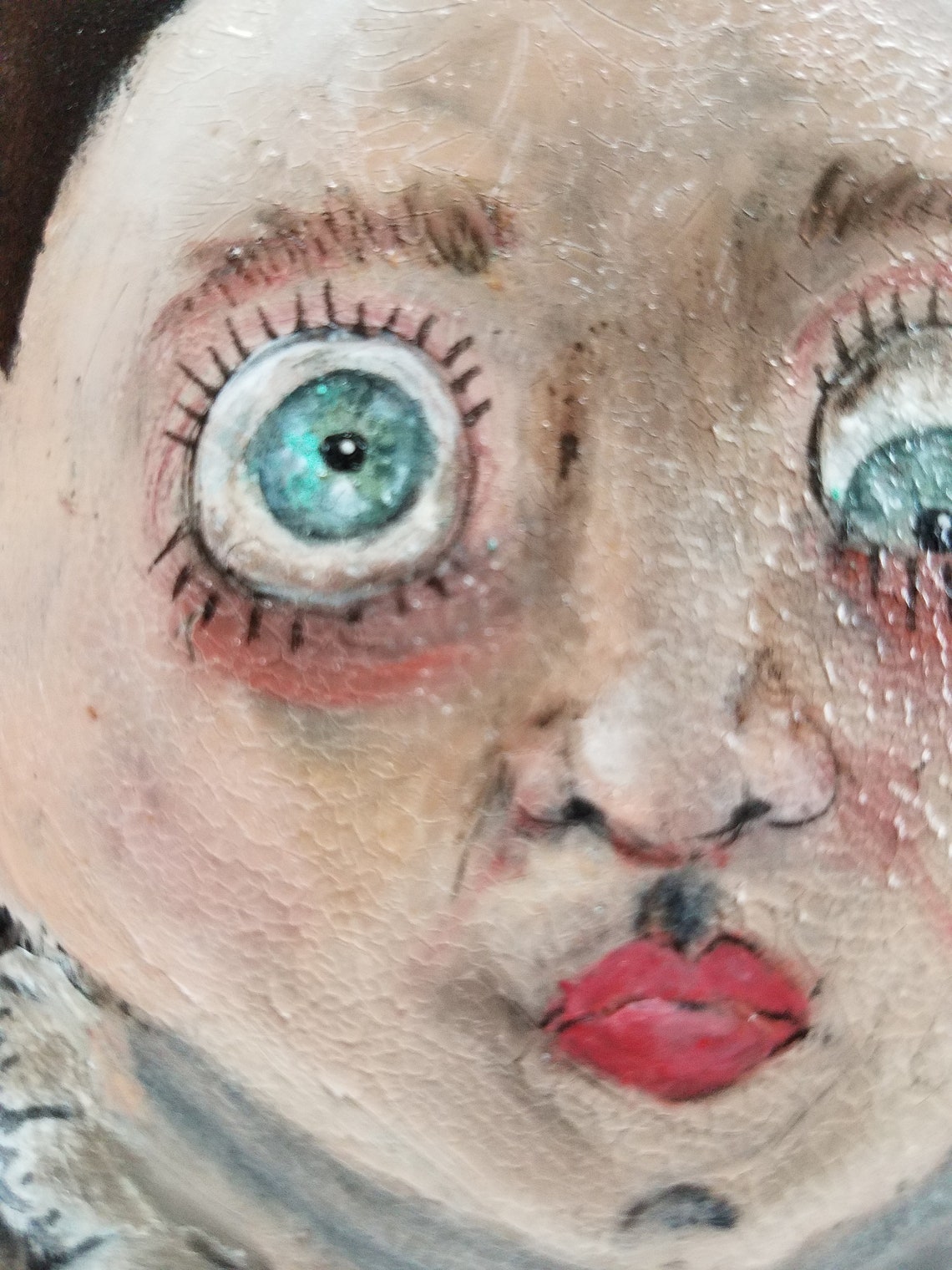 Social Media Crackhead. Creepy Victorian Doll. Oil Pastels on Glazed ...