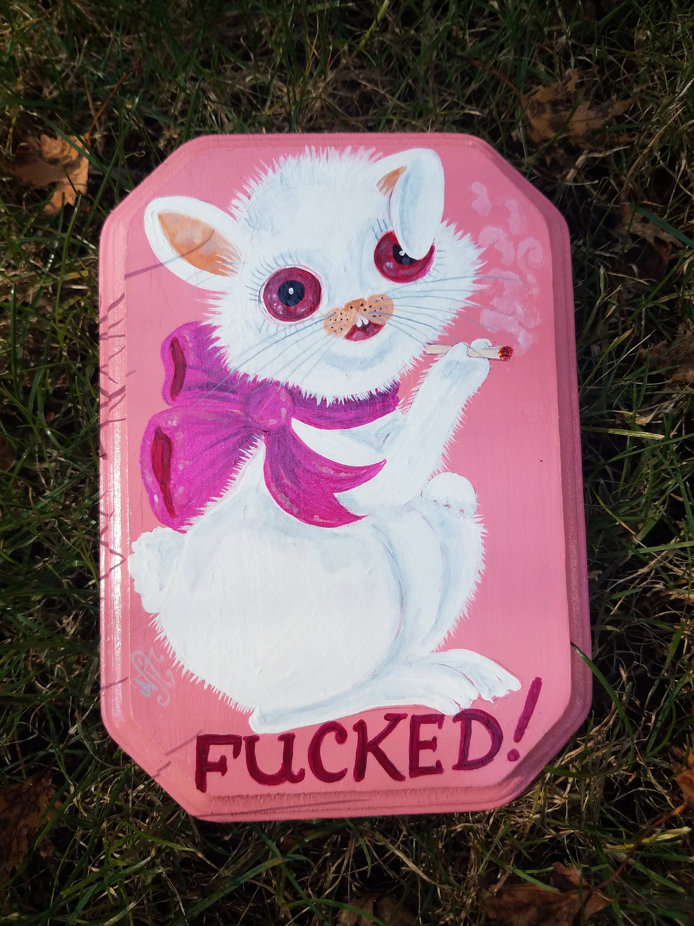 White Albino Rabbit Smoking a Joint With the Word - Etsy