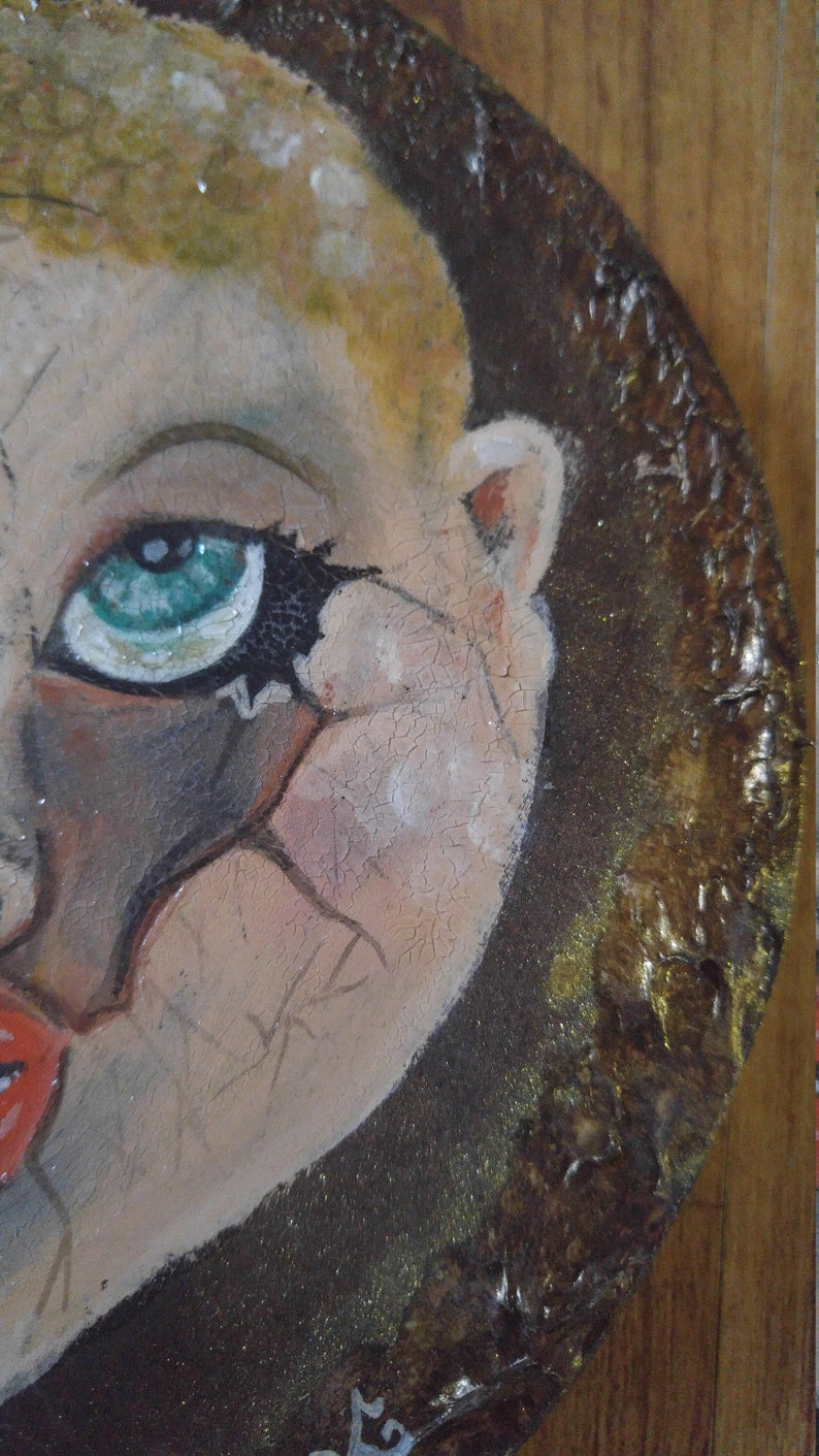 Crack Head Scary Baby Doll Face Hand Painted Using Oil Pastel - Etsy