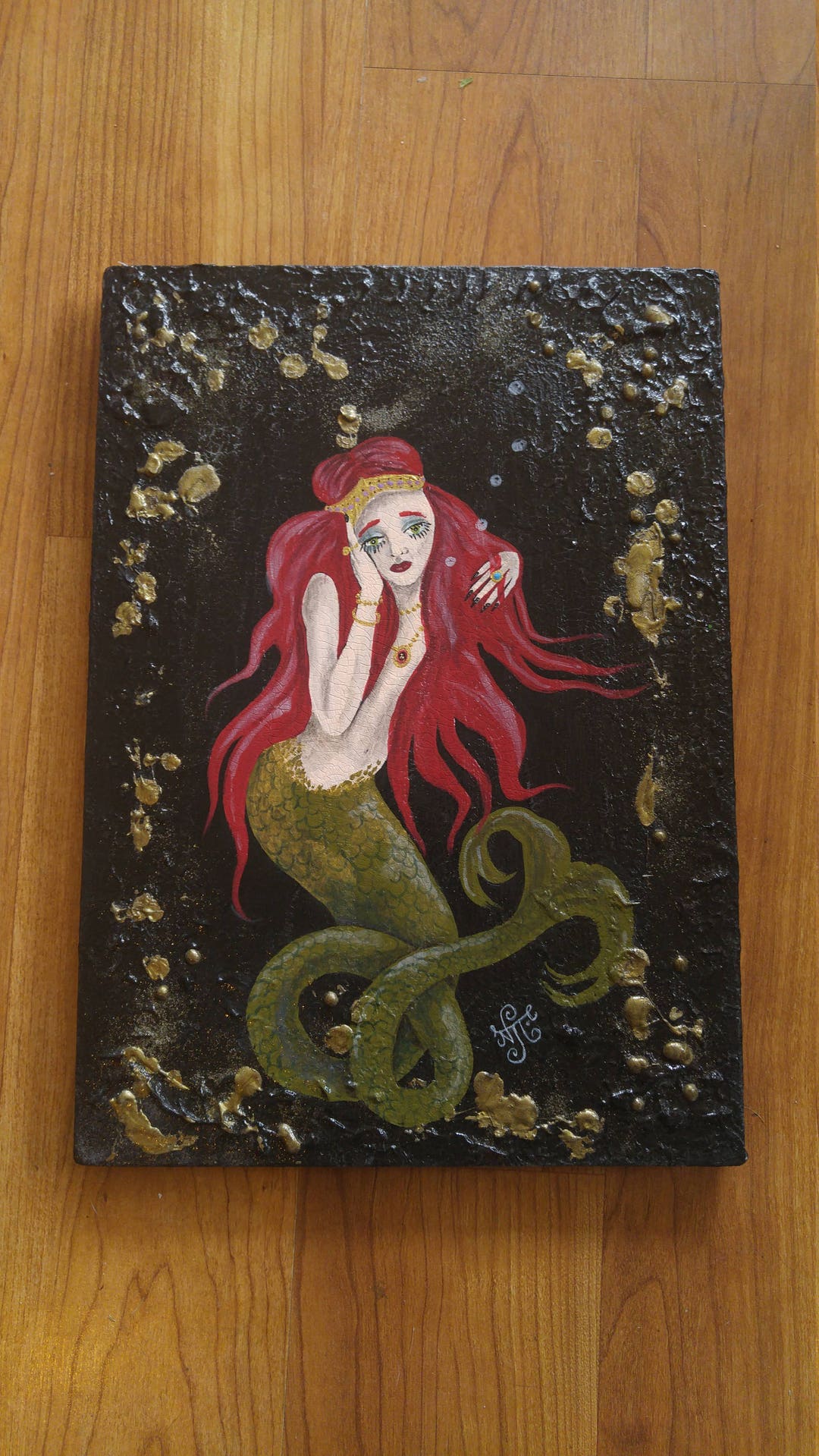 Grief. Red Haired Mermaid Hand Painted Using Acrylics on - Etsy