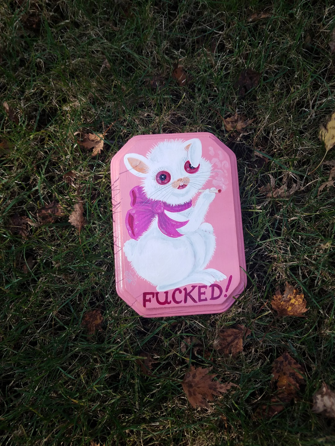 White Albino Rabbit Smoking a Joint With the Word - Etsy