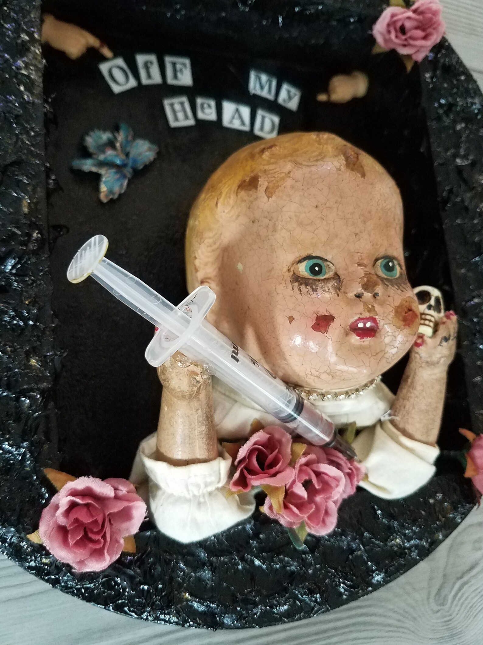 Creepy Druggy Dolly "off My Head" Assemblage Art Box Piece - Etsy