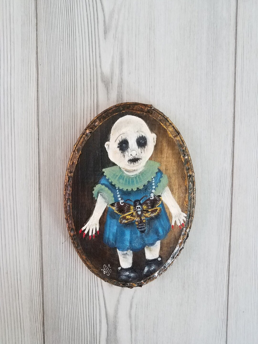 Dead Moth Girl, Original on Wood With Textured Edging - Etsy