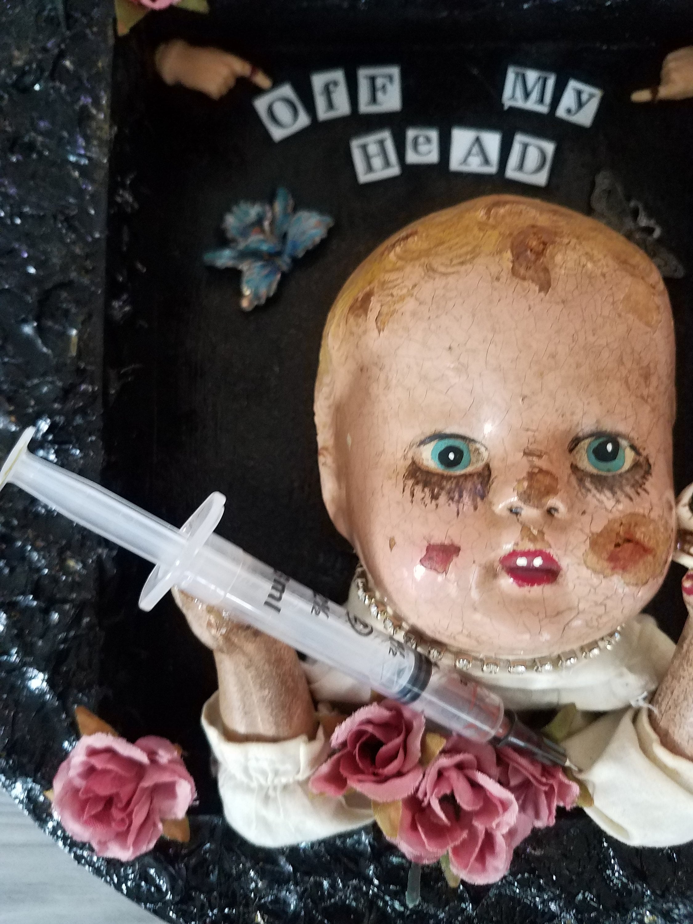 Creepy Druggy Dolly "off My Head" Assemblage Art Box Piece - Etsy