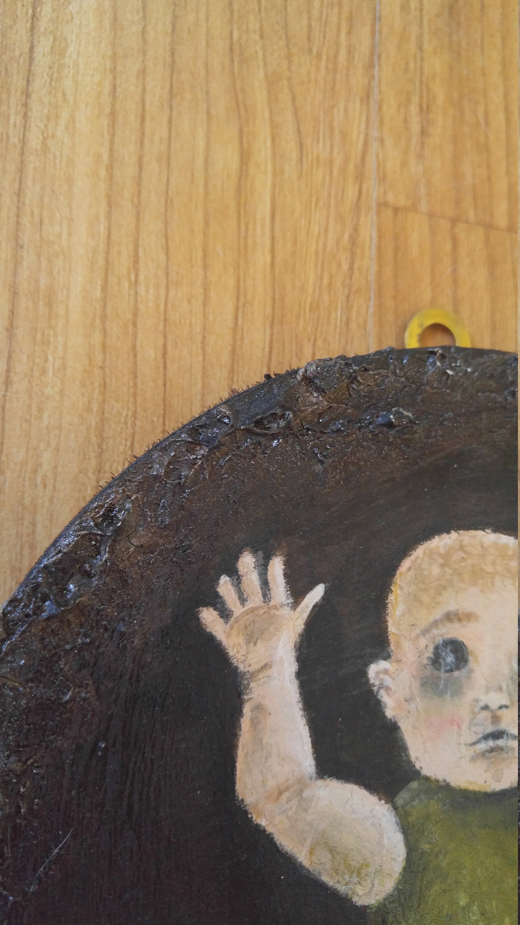 Ghoul Baby Mermaid Hand Painted on Round Wood Piece With - Etsy