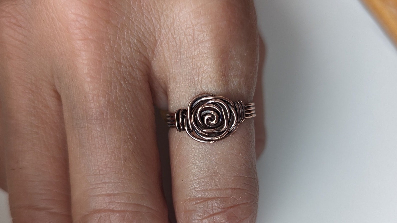 Copper Rose Wrap Ring - Etsy