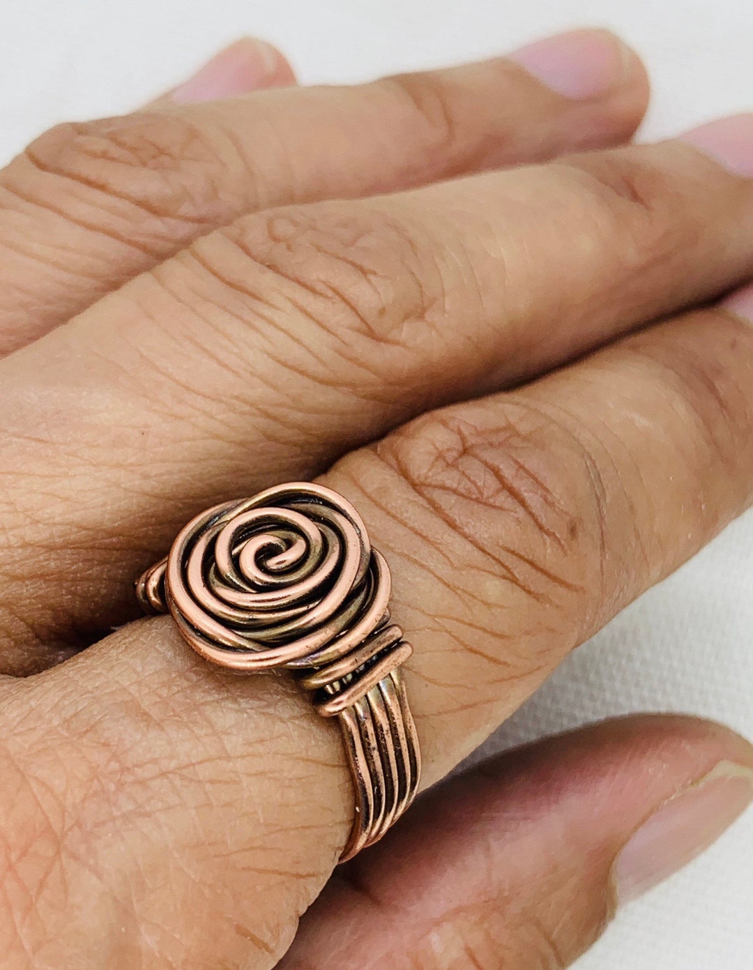 Copper Rose Wrap Ring - Etsy