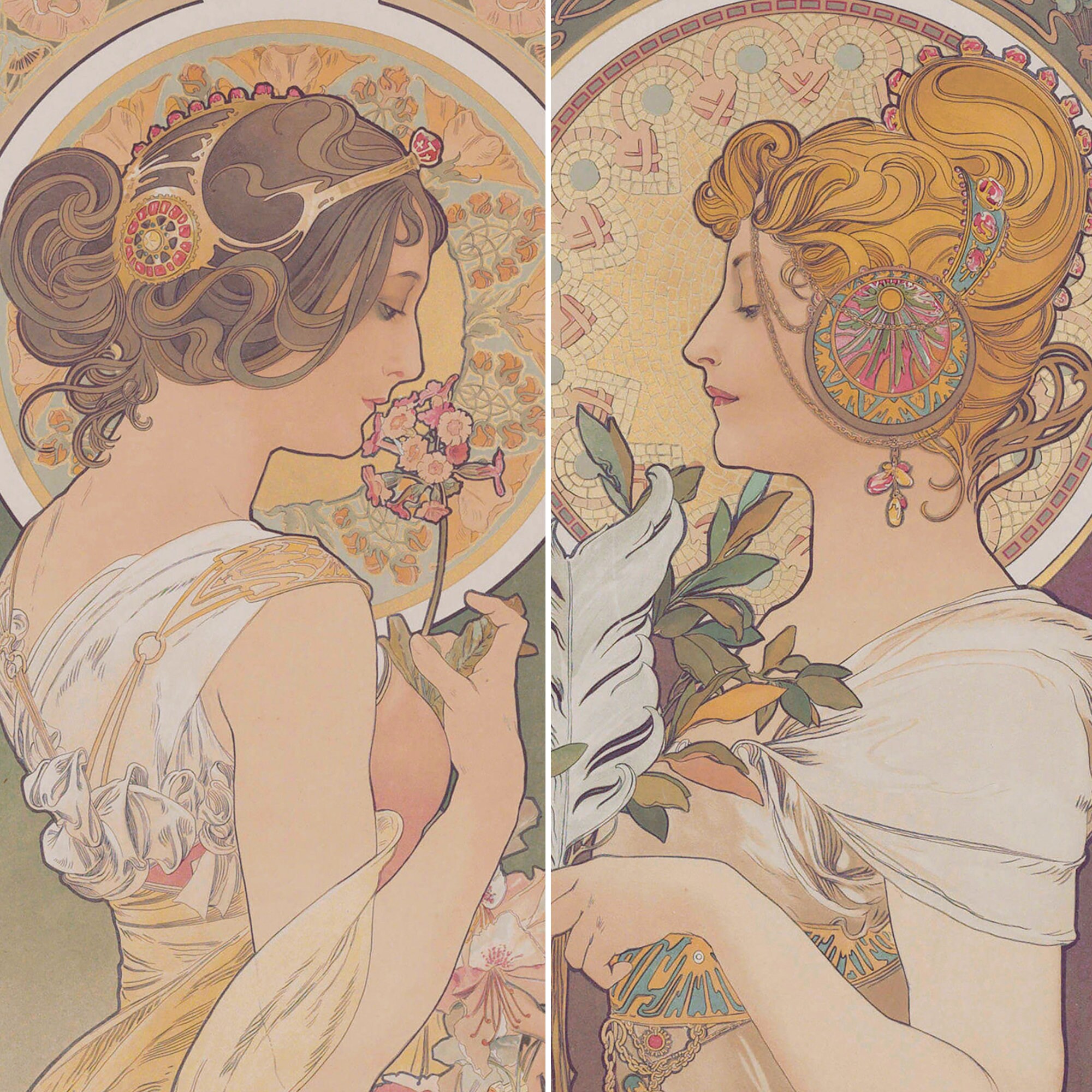 Alphonse Mucha Images Set 12 Drawings DIGITAL DOWNLOAD - Etsy