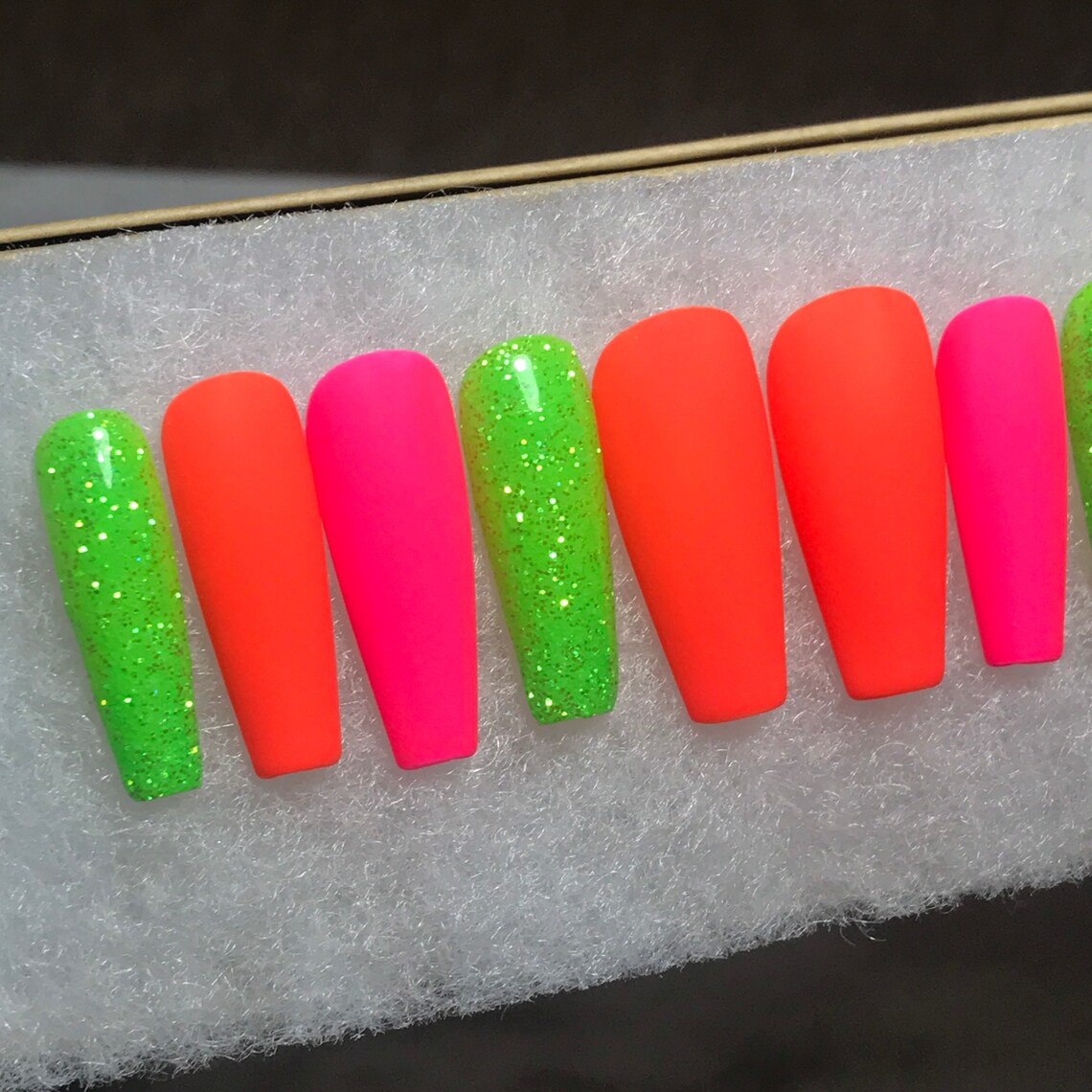 Long Neon Press-on Nails - Etsy