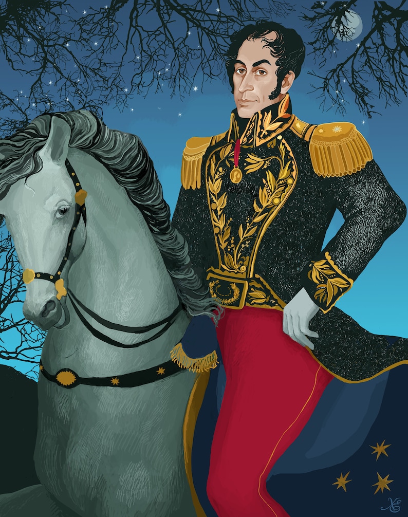 Simón Bolívar on horse portrait instant download | Etsy