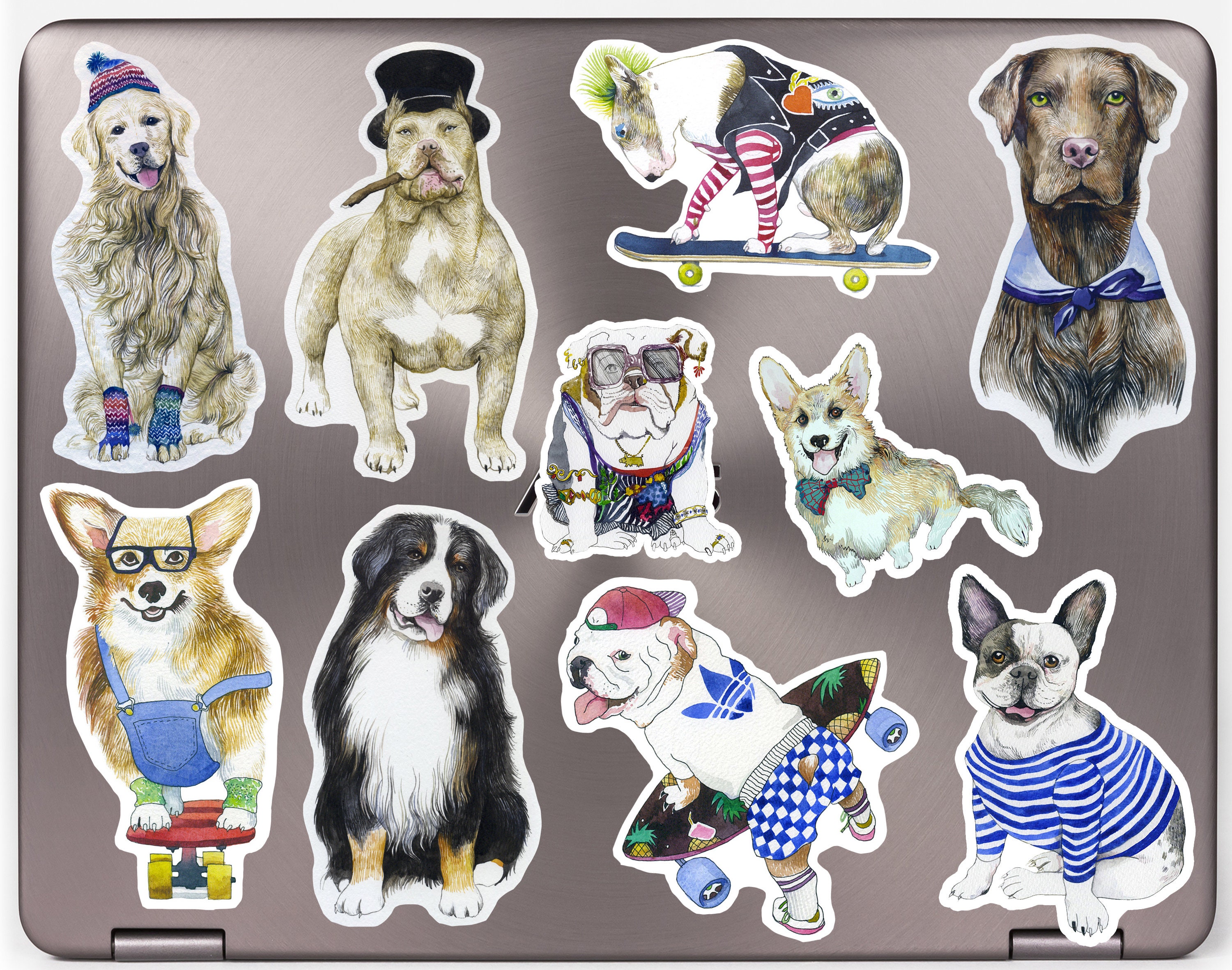 Hunde Sticker illustriertes Set-2 10 Stück verschiedene | Etsy