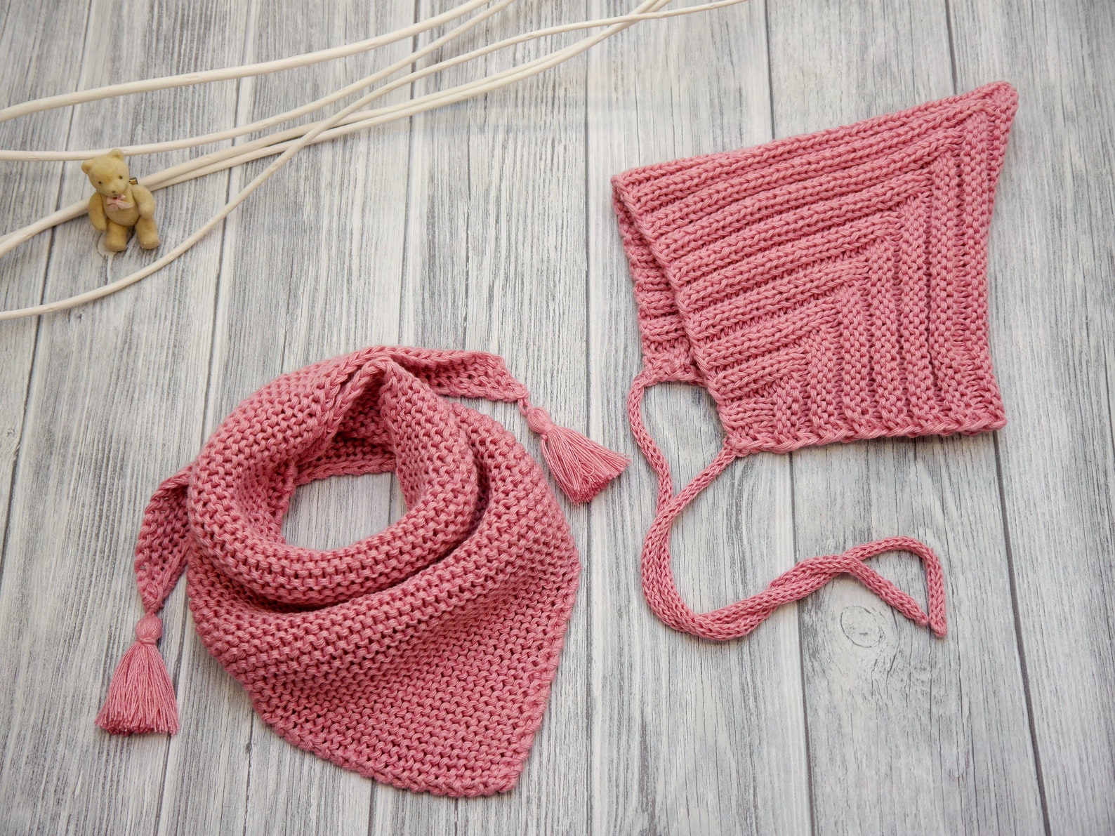 Knitting Pattern – Pixie Set - Baby Cap & Triangular Scarf – No.188e ...
