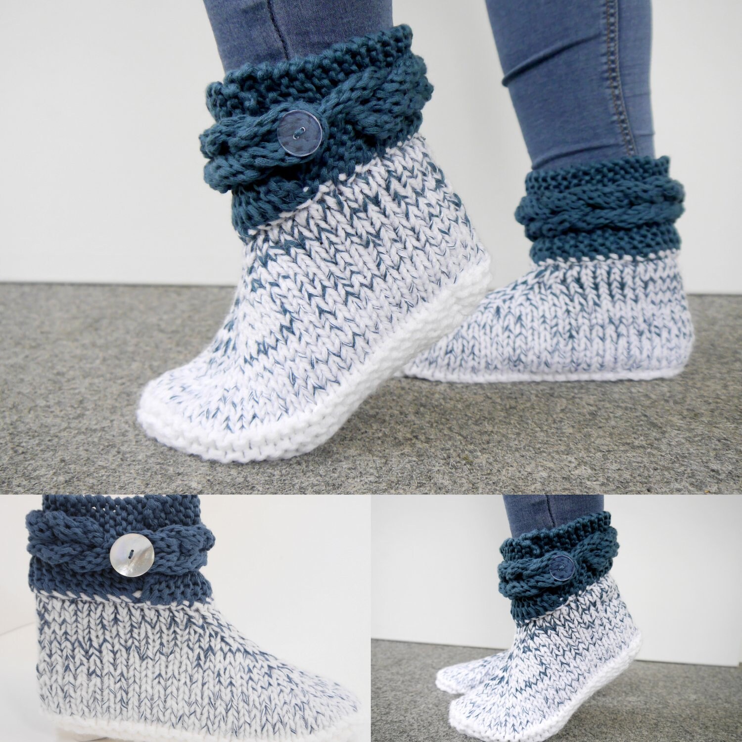Knitting Pattern Slippers VRONI Cable Knit Border - Etsy