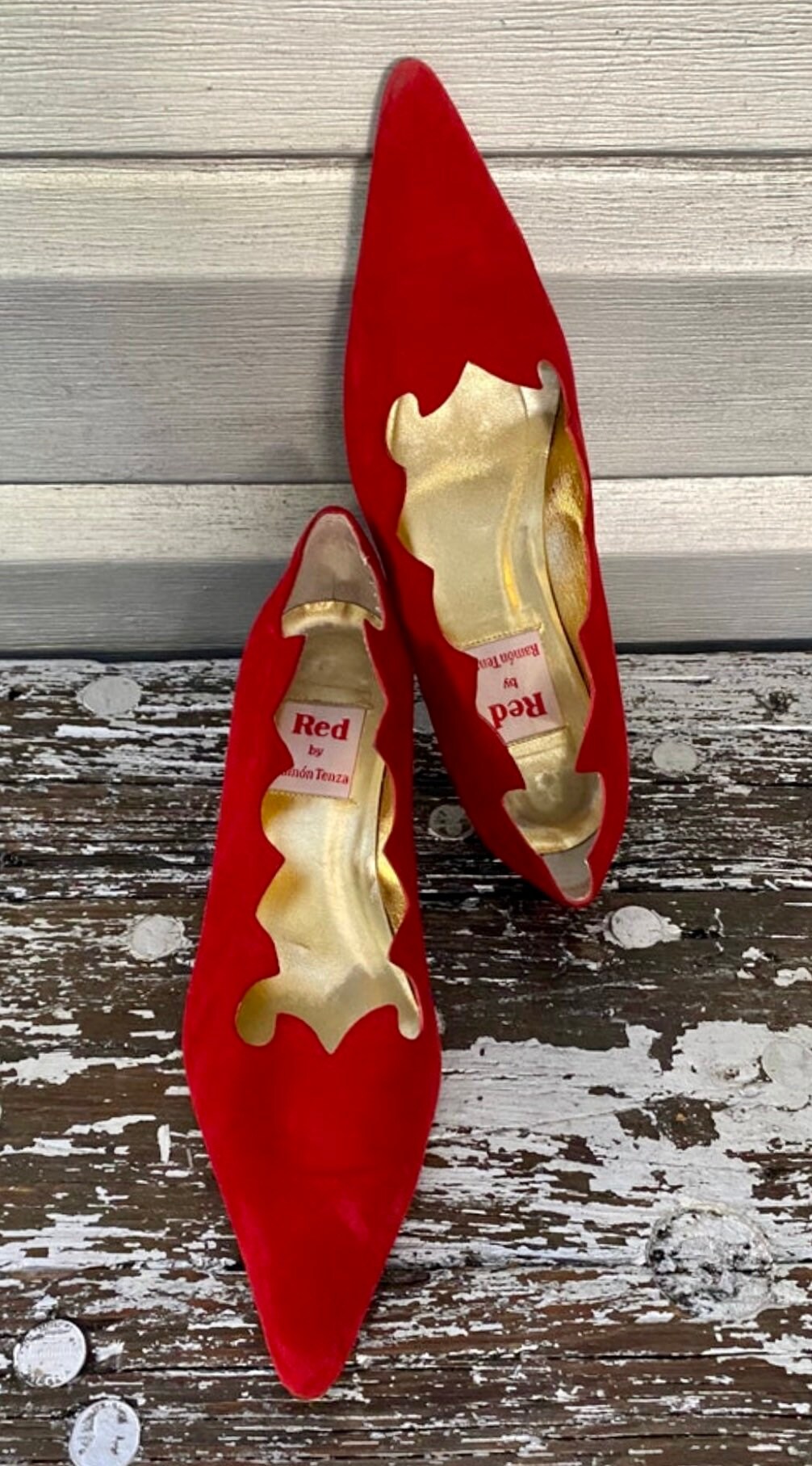RED by RAMON TENZA Vintage Flamed Laser Cut Pointed Toe Pump Heels - Etsy